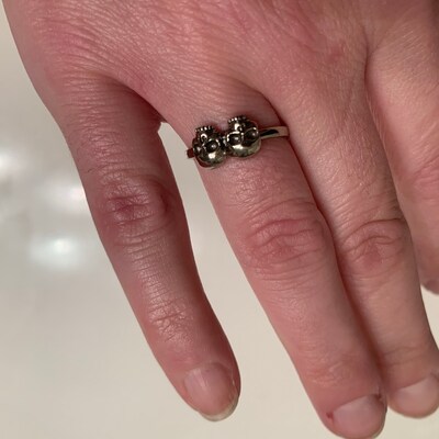 Double Skull Stacking Ring Antique Silver Two Skull Stackable Ring - Etsy