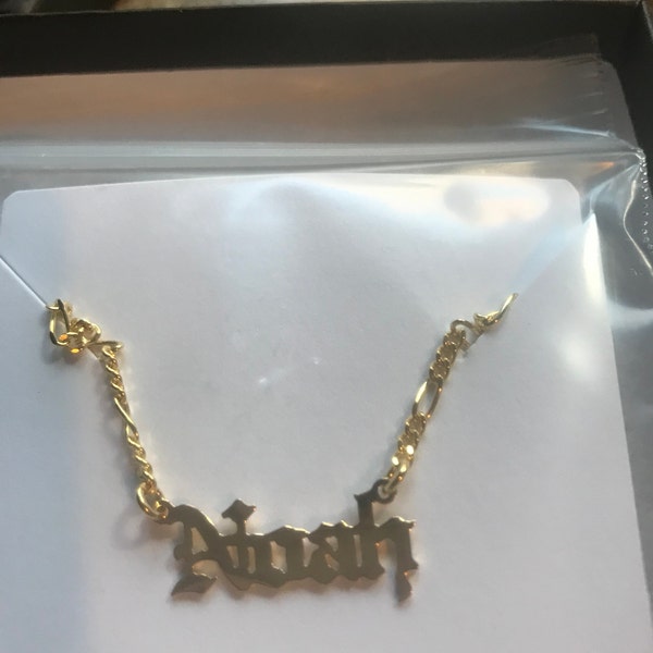 Number, Year, Name Necklace, With Silver, 18K Gold Filled Figaro Chain ...