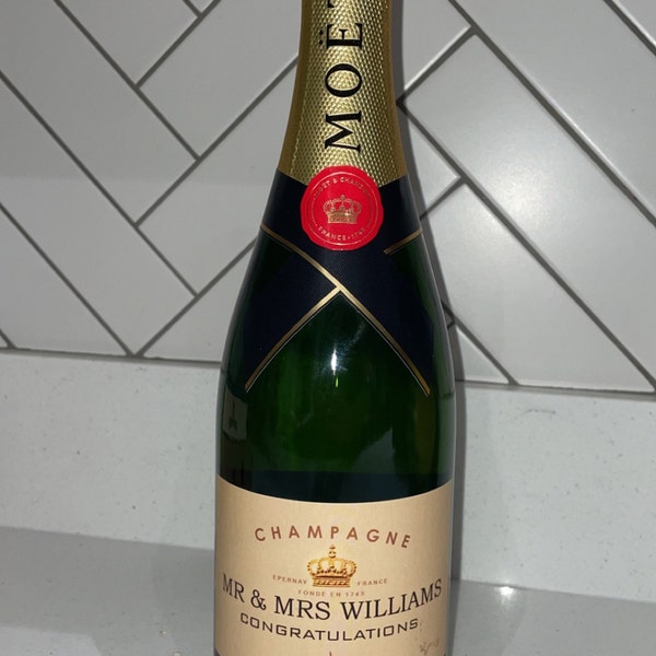 Personalised Champagne Gold Bottle Adult Label Wedding Anniversary ...