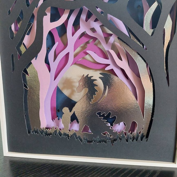 Dragon Shadow Box Svg PDF PNG Paper Cutting Instant Download Template ...