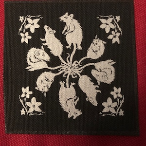 Rat King Silver Screen Print Fabric Patch 8x8cm Goth, Rat Lover Gift ...