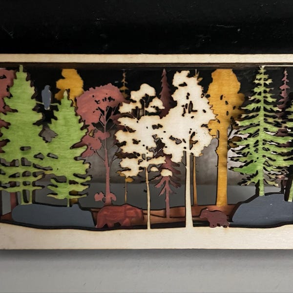 Layered Forest Design for Laser Cutting - 2 Separate Designs 4 Panels ...