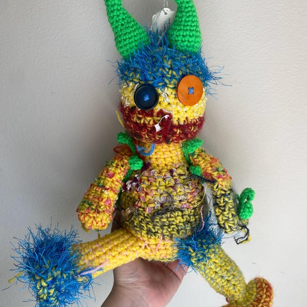 Handmade Art Textile Monster Rag Doll Handsewn Unique OOAK - Etsy
