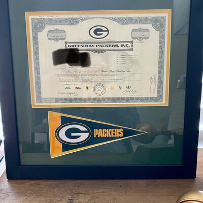 Green Bay Packers Custom Picture Frame to Fit Packers Stock Certificate ...
