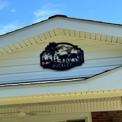 Last Name Signs for Home, Deer Forest Custom Metal Name Signs ...