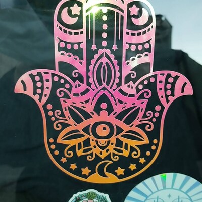 Holographic Hamsa Vinyl Decal Hamsa Car Decal Hamsa Decal Hamsa Sticker ...