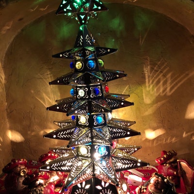 Tin Punched Handmade Christmas Tree Lighted 25. - Etsy