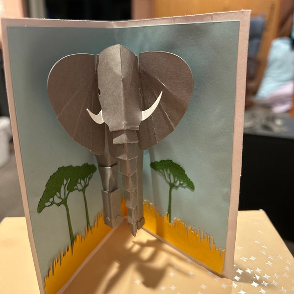 DIY Elephant Pop-up Card SVG and PDF Template for Instant Download - Etsy