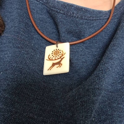 Freyja Chooing the Slain, Bone Pyrography Amulet Talisman Necklace ...