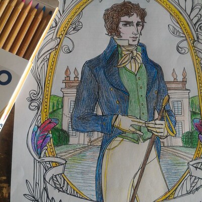 Coloring Page PDF Jane Austen, Pride and Prejudice Mr Darcy and ...