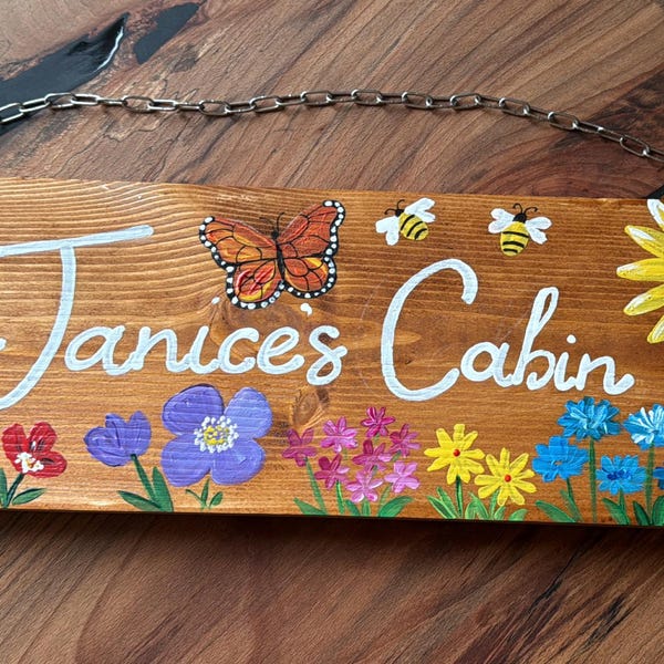 Personalised Flower Garden House Sign, Summerhouse Hand Painted, Floral ...
