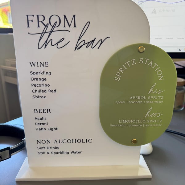 Signature Drink Bar Sign, Drinks Menu, Bar Sign, Acrylic Drink Menu ...