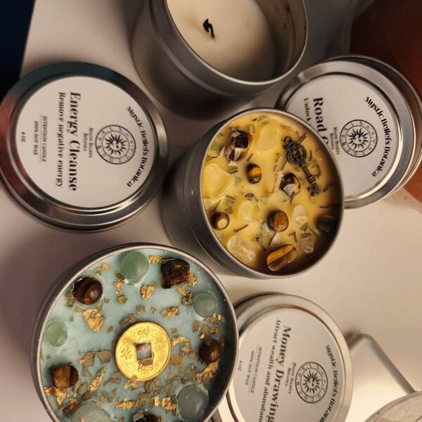 Stress & Anxiety Relief Intention Candle With Luxury Crystals and Herbs ...