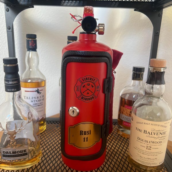 Personalized Fire Extinguisher Small Mini Bar, Gift for Him, Whisky Set ...