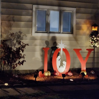 Outdoor Red Joy Nativity Display - Etsy