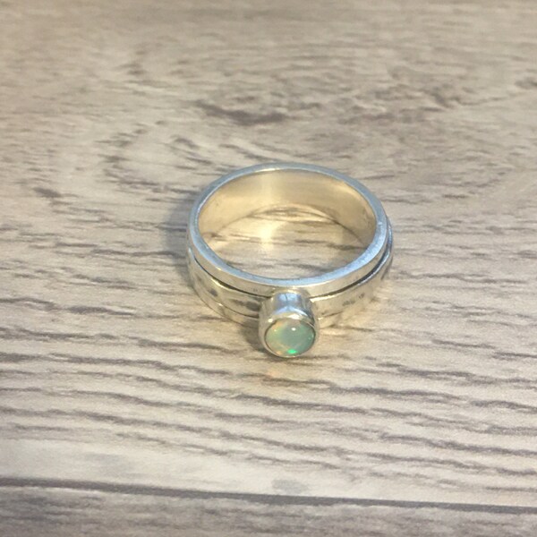 Opal Stone Ring, 925 Sterling Silver Ring, Spinner Ring, Statement Ring ...