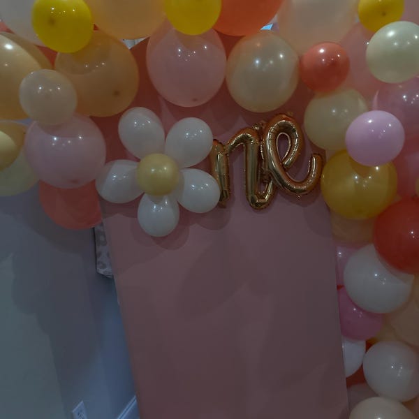 Retro Daisy Daisy ONE Banner | Gold Script Letters With Daisy Flower O ...