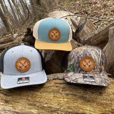 Custom Leather Patch Baseball Hats Sewn on Hand Finished Leather Custom ...