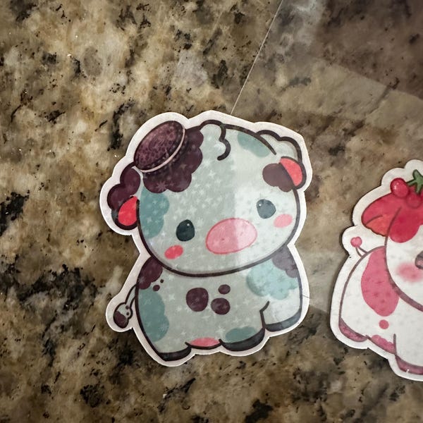 Ice Cream Cow Sticker Set, Kawaii Flavor Cow Vinyl Stickers ...