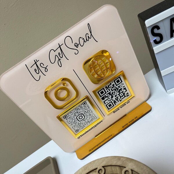 Multi QR Code Business Social Media Sign, Custom QR Code Sign ...