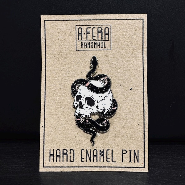 Silver Snake and Skull Hard Enamel Pin - Etsy