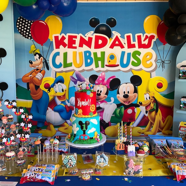 Personalised Mickey Clubhouse Birthday Backdrop Etsy 4724