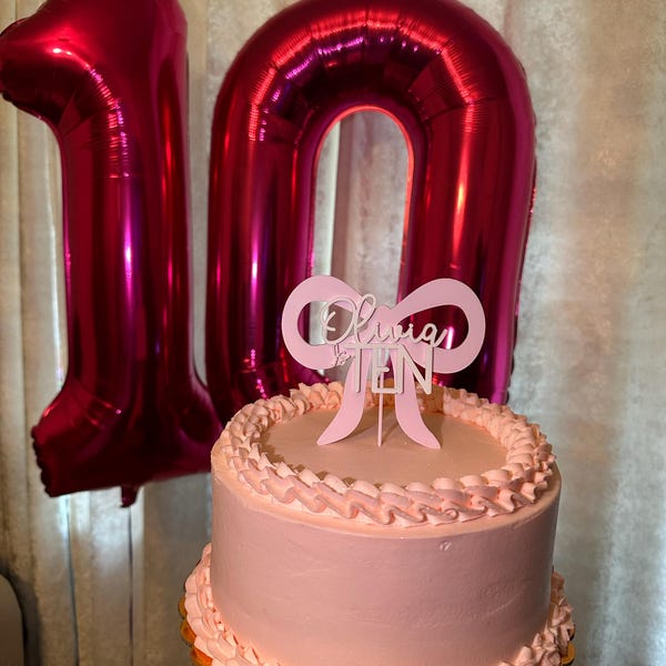 Bow Cake Topper | Pink Bow Coquette Cake Topper • ONE TWO THREE Cake ...