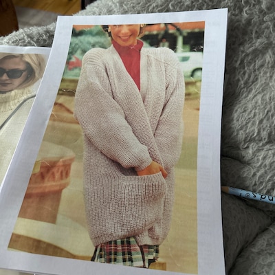 Easy Garter Stitch Woman's Chunky Edge to Edge Jacket Cardigan Pockets ...