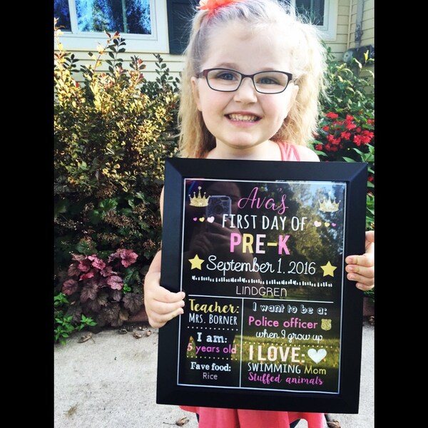 Girl Princess First Day of Preschool Sign 1st Day of Kindergarten Back ...