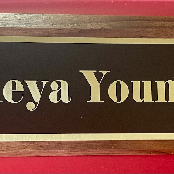Desk Name Plate - Custom Engraved Name Sign - Personalized Wood Desk ...