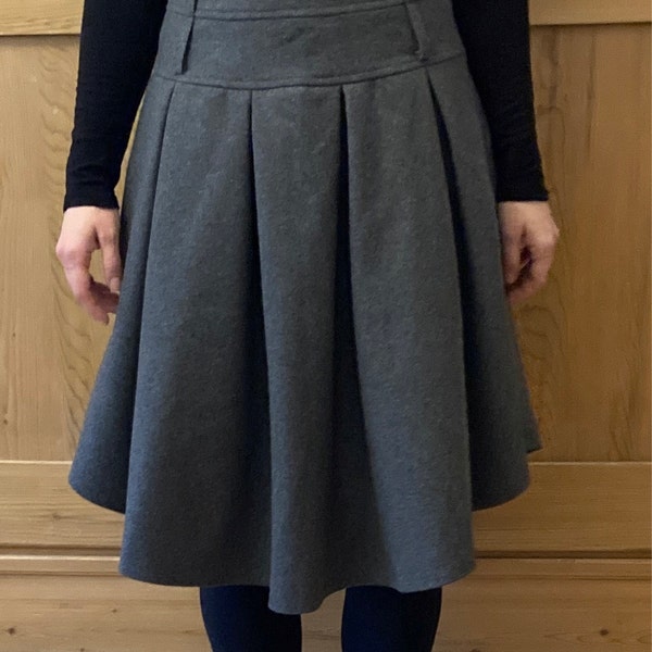 Winter Asymmetrical Wool Skirt Women, Pleated Wool Midi Skirt, Skater ...