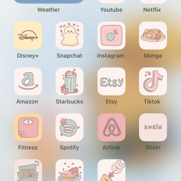 Sakura App Icon Pack | Kawaii Ios + Android Theme (60 Icons, Wallpapers ...