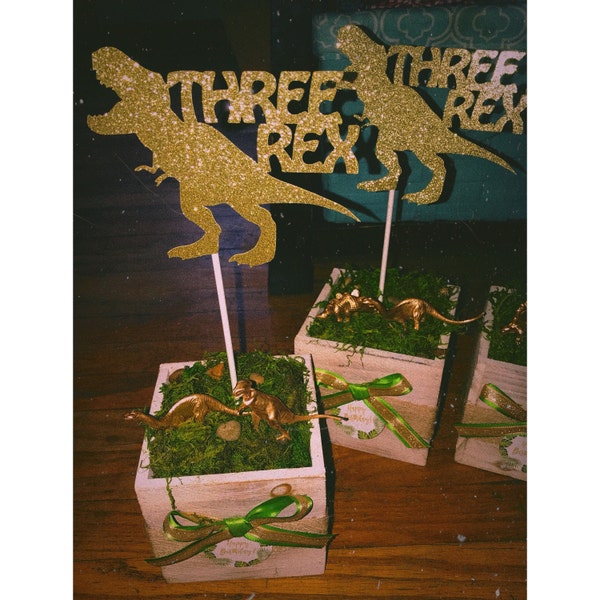 Three Rex Cake Topper, Three Rex Sign, Three Rex Party Decor, Dinosaur ...
