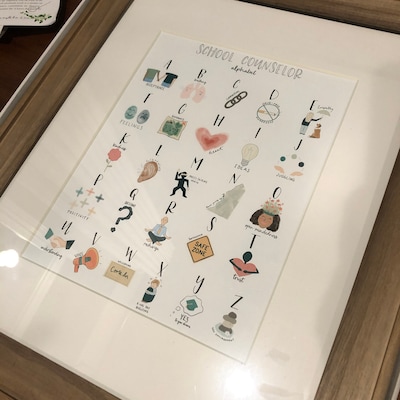 School Counselor Alphabet Print Counseling Gift ABC Office Wall Decor ...