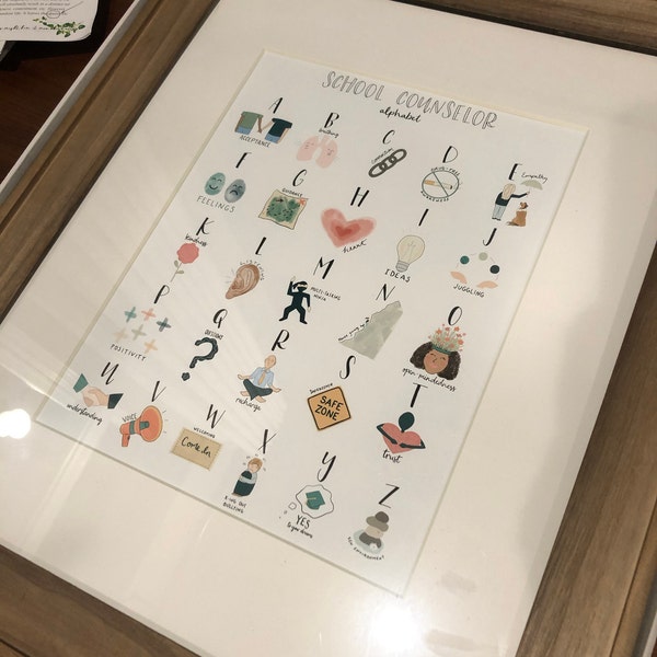 School Counselor Alphabet Print - Counseling Gift ABC Office Wall Decor ...
