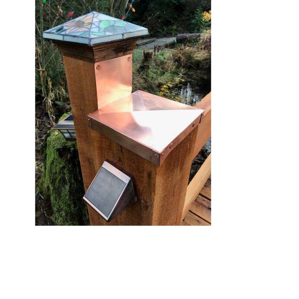 Solid Copper 4x4 Post Cap, Bronze Patina, Metal Post Cap, Decorative ...