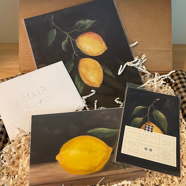 MOODY LEMON BUNDLE - Unframed Oil Print - Oil Print Still Life Original ...
