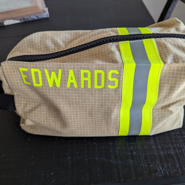 Firefighter Personalized TAN Dopp Kit Travel Cosmetic Bag - Etsy