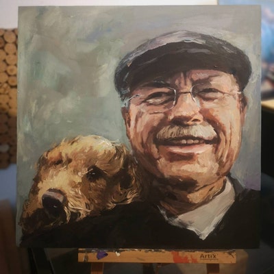 Retrato de perro personalizado, retrato de mascota, pintura al óleo ...