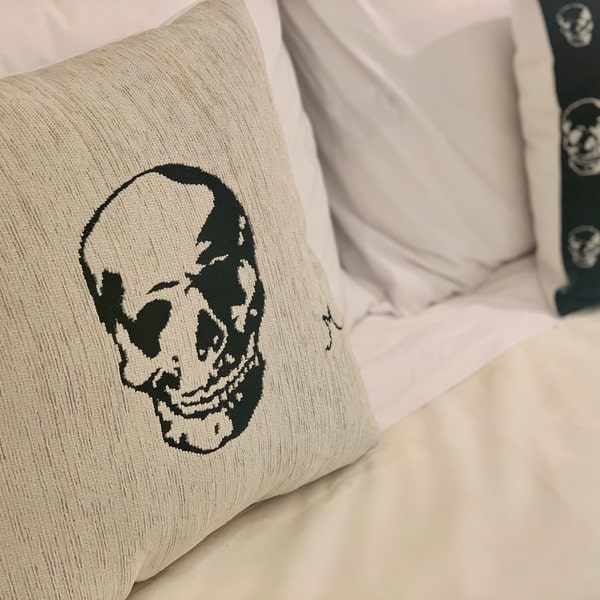 Black and White Skulls Fully Washable Complete Pillow Designed by Jo ...