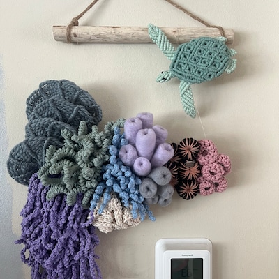 COMMISSION ONLY XL Macrame Ocean Art/coral Reef Art/ Nautical Wall Art ...