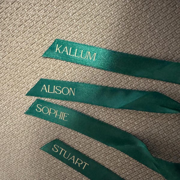 Personalised Ribbon Name Tags, Name Place Cards for Wedding, Wedding ...