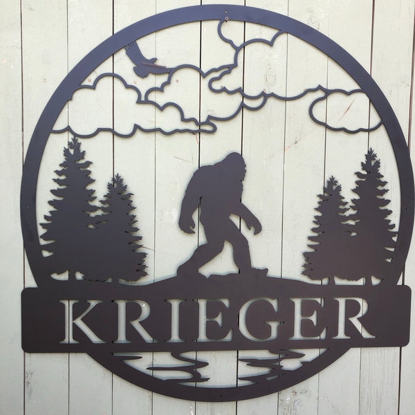 Outdoor Sasquatch Custom Name Metal Sign | Bigfoot Mountain Metal Sign ...