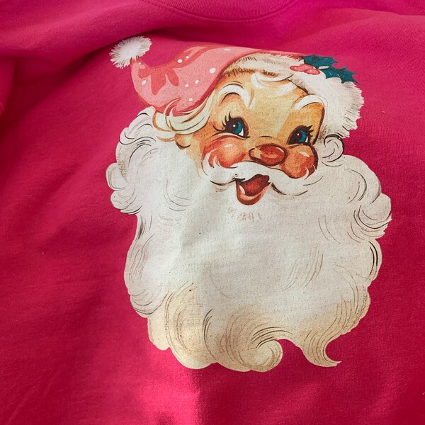 Pink Santa Retro Christmas T-shirts Sweatshirts for Women Pink ...