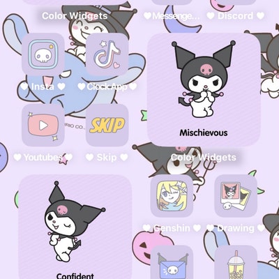 IOS 16 App Icons 540 Icons Cute Kawaii Purple Goth Bunny Cartoon Anime ...