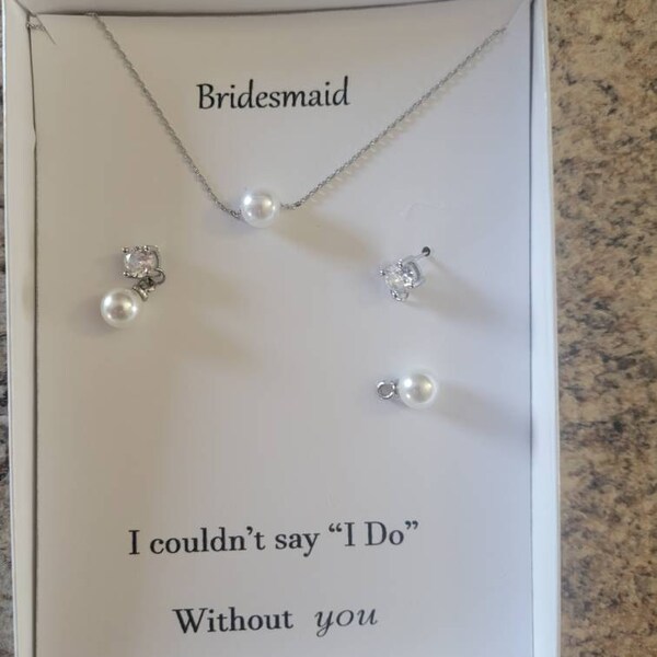 Personalized Maid of Honor Pearl Necklace End Stud Earring, Bracelet 3 ...