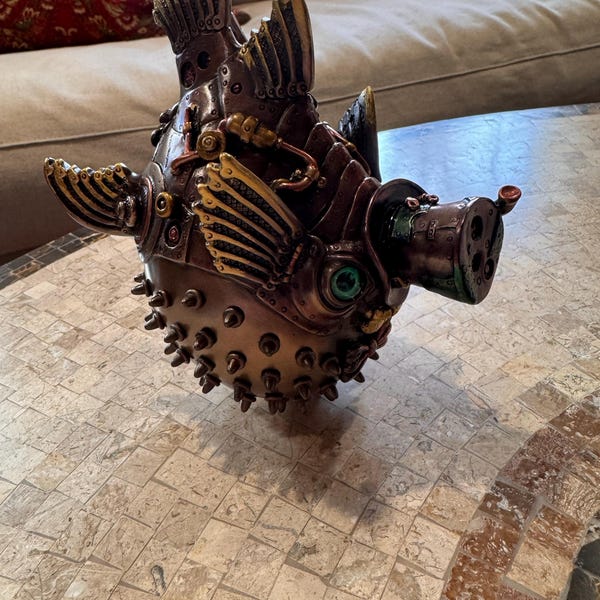 Bronze Steampunk Puffer Fish Figurine - Collectible Metal Art - Etsy