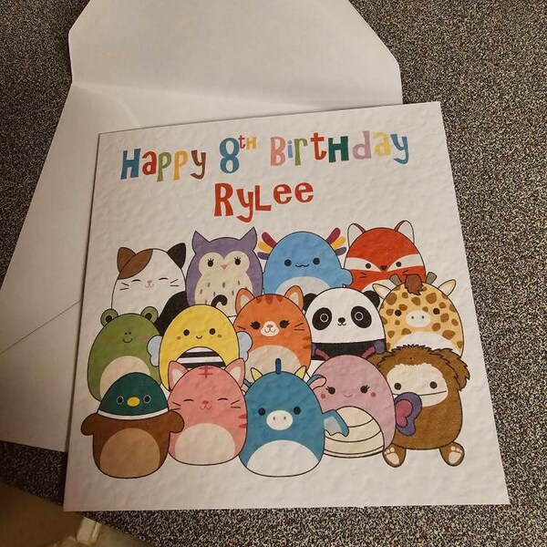 Squishmallow Birthday Card - Personalised - Etsy