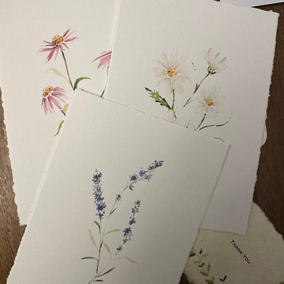 Vintage Wildflower Watercolor Card Set Wildflower Cards Floral Note ...