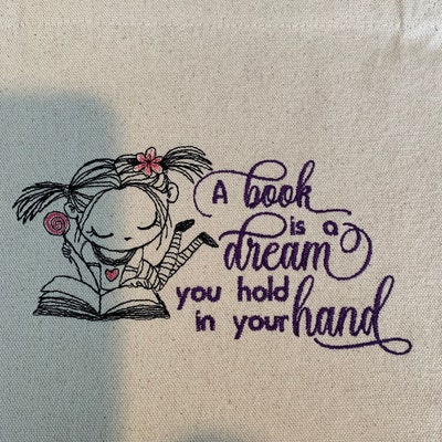 Girl Reading a Book Machine Embroidery Design. Multiple Sizes, Perfect ...